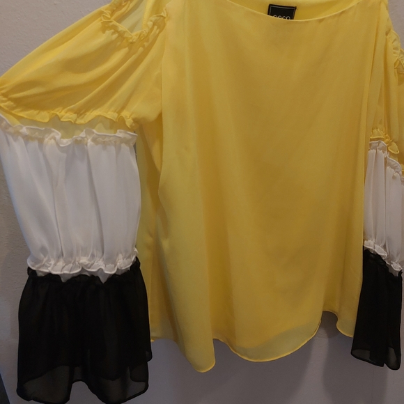 Coco Bianco | Tops | Coco Bianco Yellow Black And White Blouse Xl ...